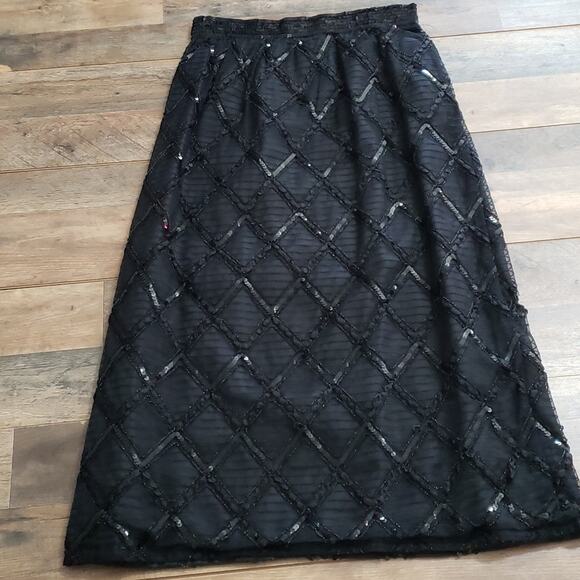 Prophecy | Skirts | Vintage Maxi Skirt 2 Black Lace Ribbon Sequin Usa ...
